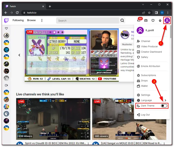 How to enable or disable dark mode on Twitch | Tab-TV