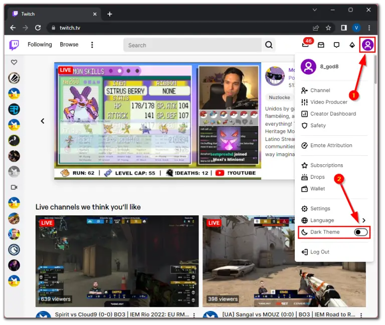 How to enable or disable dark mode on Twitch | Tab-TV