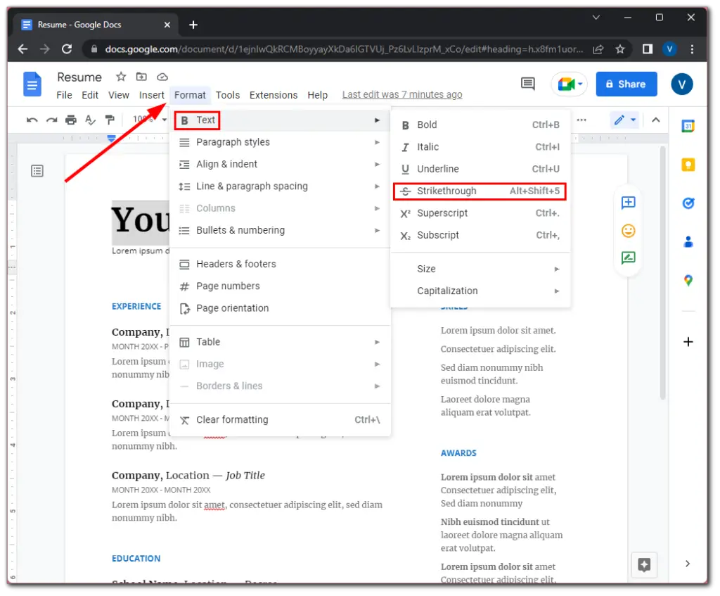 How to strikethrough on Google Docs | Tab-TV