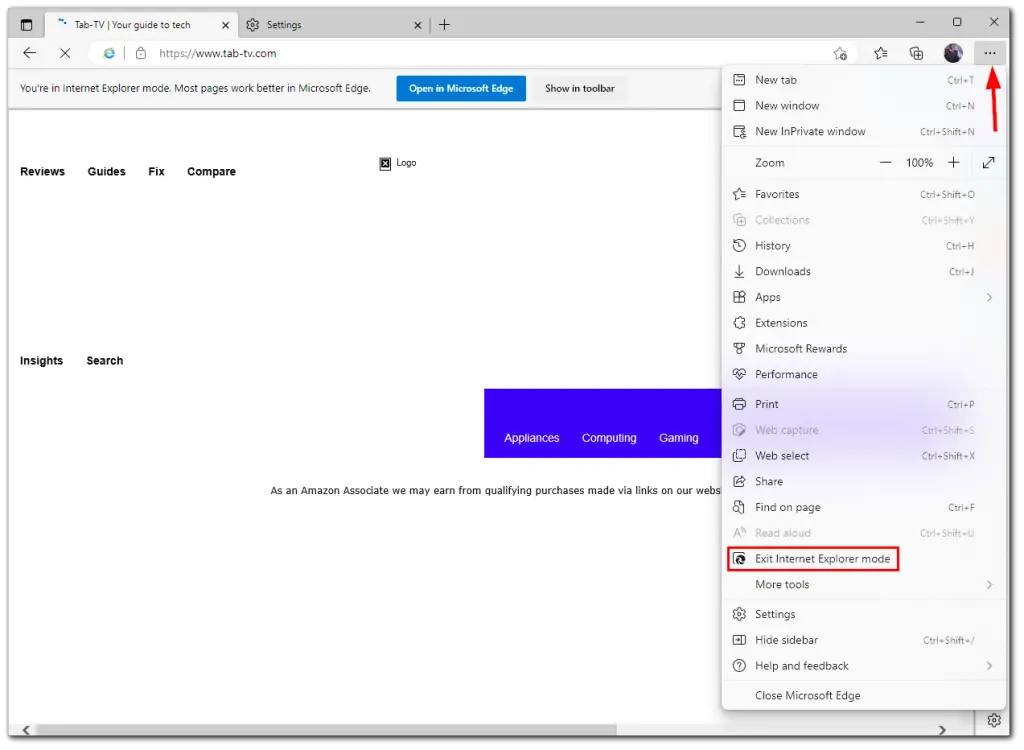 How to use compatibility mode in Microsoft Edge | Tab-TV