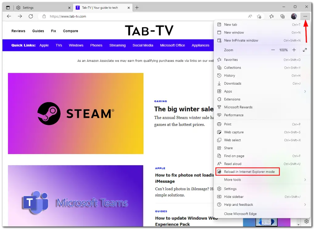 How to use compatibility mode in Microsoft Edge | Tab-TV