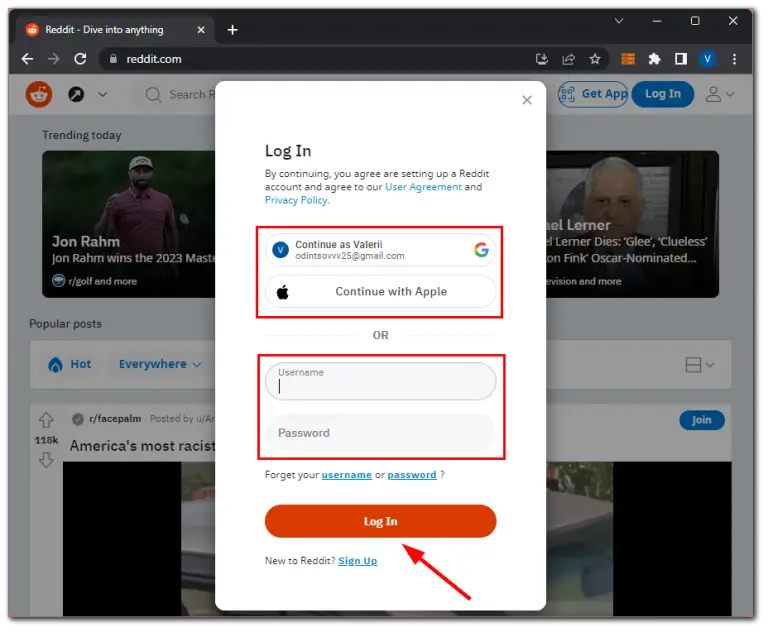 What are the different ways to log in to your Reddit account? | Tab-TV