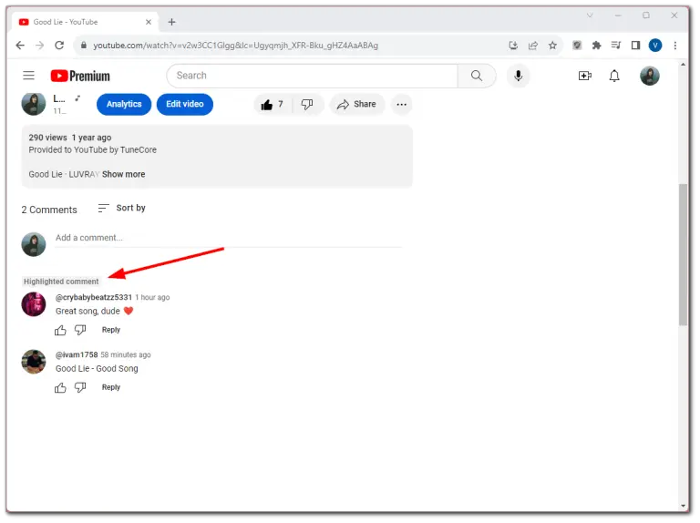 What is a highlighted comment on YouTube? | Tab-TV